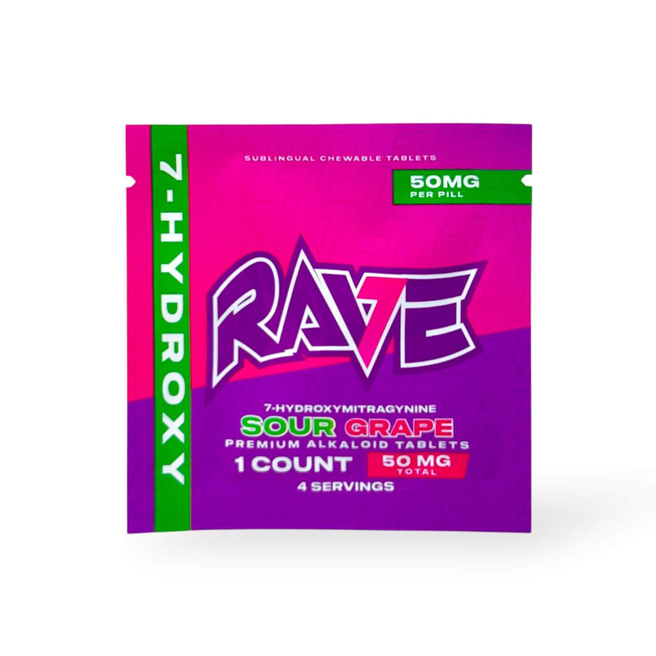 Rave 7-Hydroxy Sublingual Chewable Tablets Sour Grape 50mg per Tablet ...
